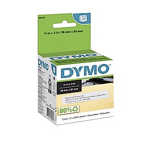 DYMO LW Return Address Labels, 3/4" x 2", White, Self-Adhesive, 2 Rolls of 500 (30578)