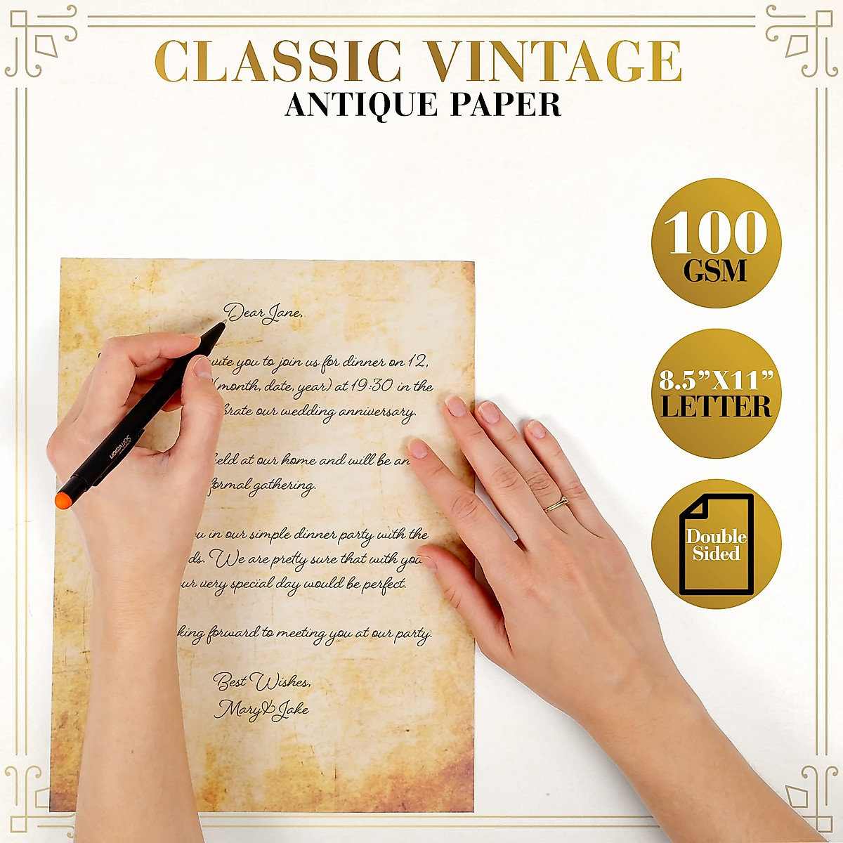 Vintage Parchment Stationary Paper - 5 Unique Designs