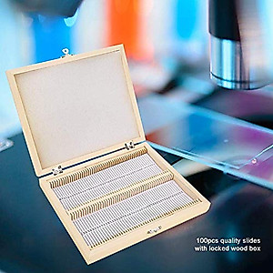 Wooden Box with Lock Storage Glass Slide Storage for Lab Glass Prepared Microscope Slides Storing Tool 22.8x18.8x3.5cm / 9x7.4x1.4in for Educational Use