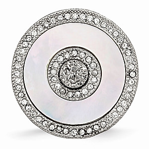 Solid Stainless Steel Mother of Pearl/Druzy Quartz and Crystal Ring Band Size 7