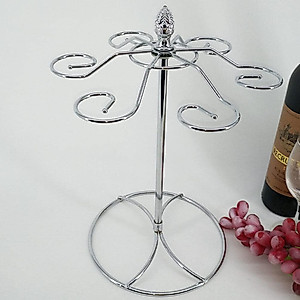 Cabilock Wine Glass Holder Table Top Wine Glass Rack Freestanding Countertop Stemware Storage Rack with 6 Hooks Wine Glass Stand Racks Holder Kitchen Glasses Accessories for Home Bar