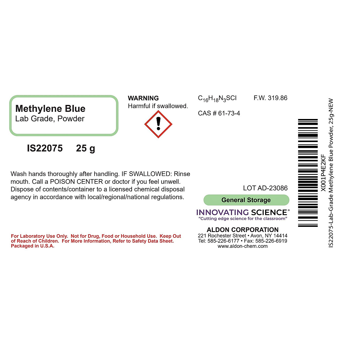 ALDON Innovating Science Lab-Grade Methylene Blue Powder, 25g - The Curated Chemical Collection