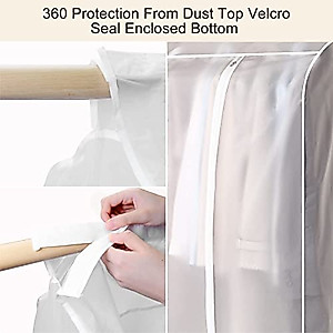 47'' Extra Large Hanging Garment Bags for Closet Storage, Translucent Frosted Garment Rack Cover Clothing Storage Bag with Zipper Closet Clothes Protector for Suit Coat Dresses, 5 Cedar Wood Chips