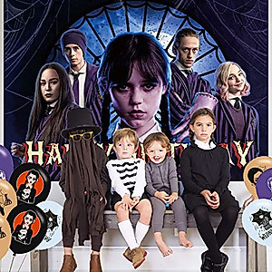 Wednesday Addams Party Banner,Wednesday Addams Backdrop 7x5 Wednesday Addams Background Addams Themed Backdrops for Party Supplies Addams Background Birthday