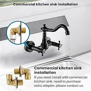 gotonovo 6 Inch Center Oil Rubbed Bronze Wall Mount Kichen Sink Faucet 2 Double Knobs Handle Vintage Kitchen Bathroom Mixer Tap