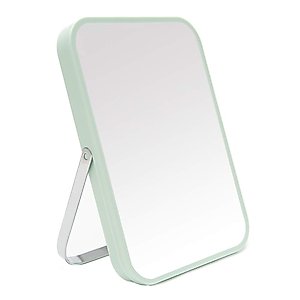 YEAKE Table Desk Vanity Makeup Mirror,8-Inch Portable Folding Mirror with Metal Stand 90°Adjustable Rotation Tavel Make Up Mirror Hanging Bathroom for Shower Shaving(Green)