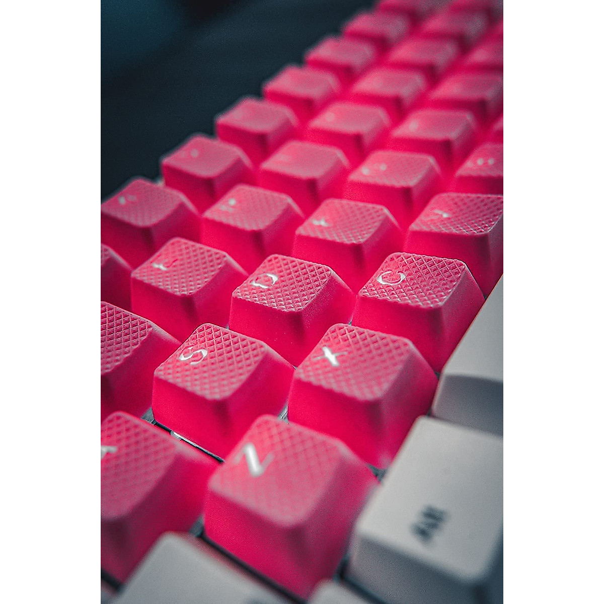 TAI-HAO 42 Rubber Gaming Keycaps Compatible with All MX Types Keyboards - Neon Pink