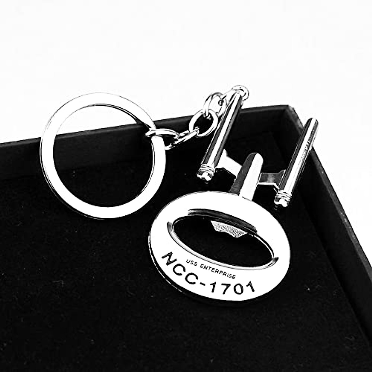 Star Trek Bottle Opener Keychain - USS Enterprise NCC-1701 Gold Metal Bottle Opener Keyring Manual Openers（Silver）
