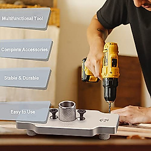 TOPOWN Aluminum Dowel Jig Kit Floating Shelf Bracket Jig 1/2" Dowel Jig Dowel Jig Self Centering Jig for Floating Shelf Dowel Jig for Straight Hole Centering Drill Jig Doweling Jig(Drill Not Included)