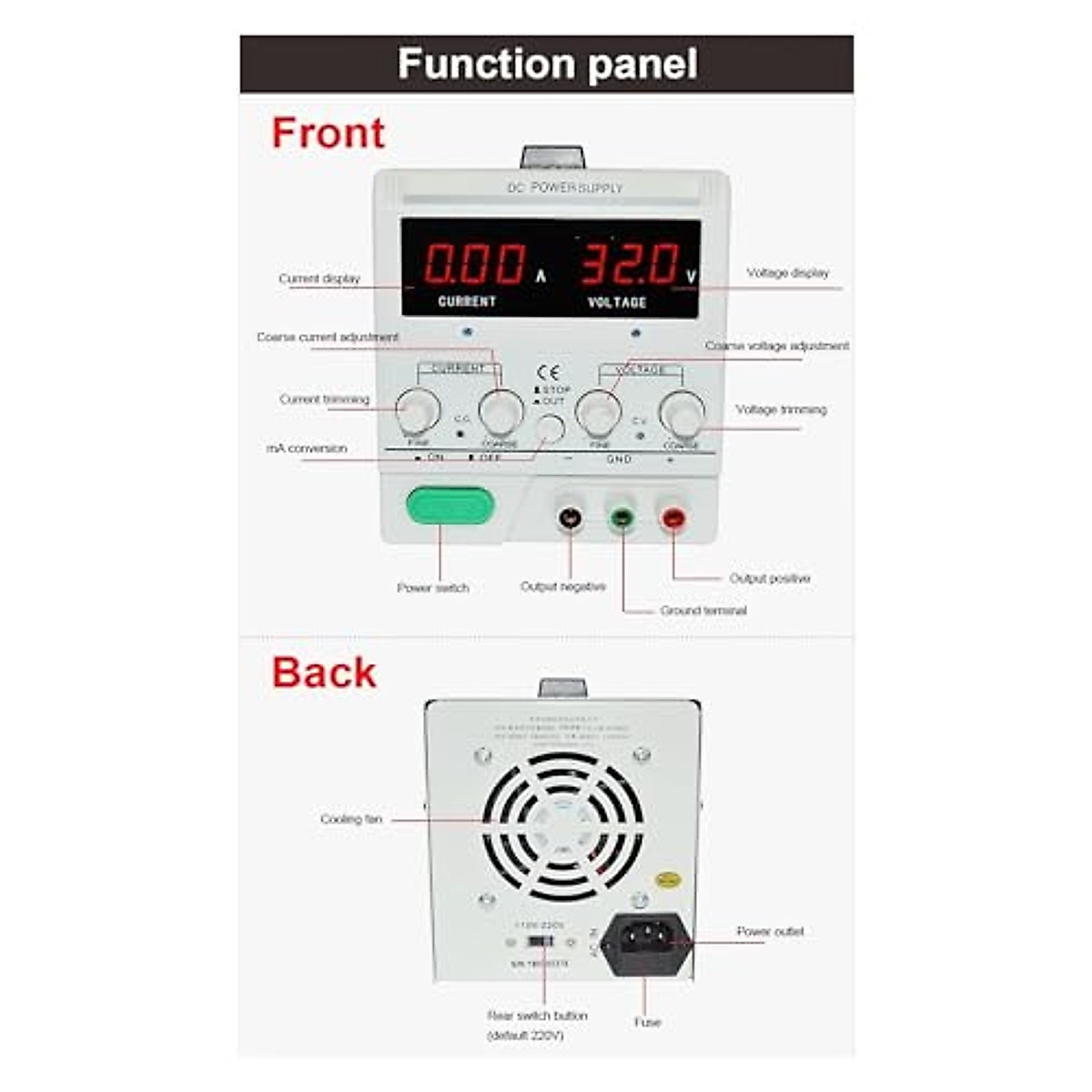 Arionyx Laboratory 2A 3A 5A Adjustable 30V 60V DC Linear Power Supply Variable(220V,0-30V 0-5A)