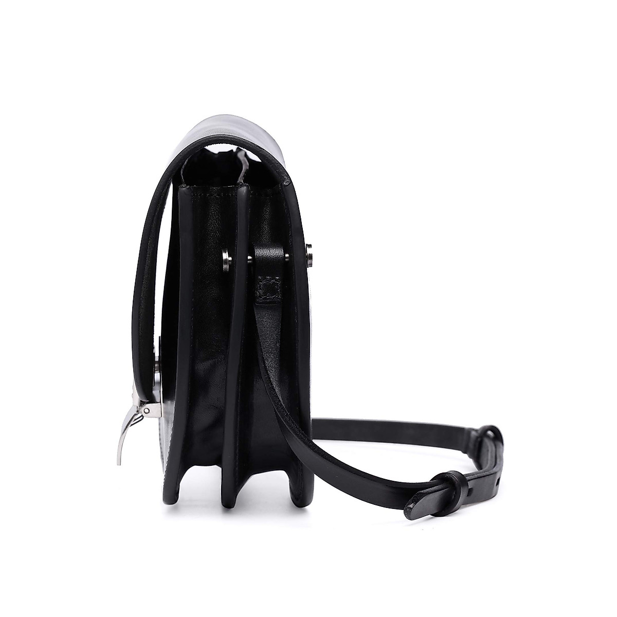 OLD TREND Genuine Leather Bay Clam Crossbody Bag (Black)