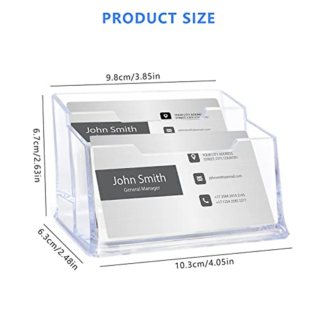 FYY Clear Business Card Holder for Desk,Acrylic Business Card Stand Business Card Holder Display with 2 Tier for Office-Clear