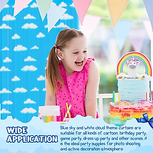 XunYee 3 Pack Blue Sky White Clouds Birthday Party Supplies, Clouds Theme Tinsel Foil Fringe Curtains Toy Party Supplies, Cartoon Story Backdrop for Baby Shower Birthday Party Decorations