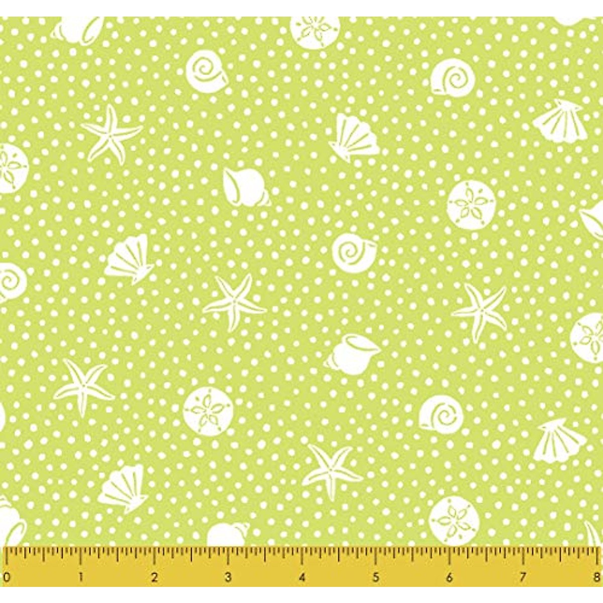 Stitch & Sparkle Fabrics, Under The Sea, Shell and Starfish Kiwi Cotton Fabrics, Quilt, Crafts, Sewing, Cut by The Yard, 44 Inches (SSUN204)