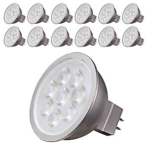 Satco S9499 MR16 Reflector LED Lamps 6.5 Watt 12 Volt AC/DC; 5000K; 40 deg. Beam Angle; GU5.3 Base; Directional Enclosed Lamp; Damp Location (12 LED Light Bulbs)