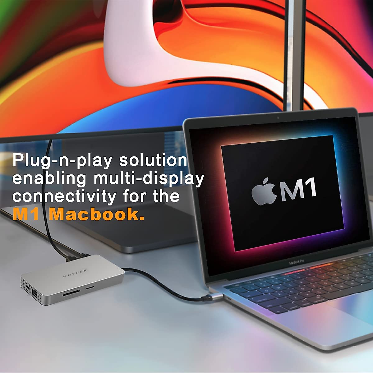 HyperDrive M1 M2 MacBook Pro USB C Hub - 10-in-1 USB Hub Dual 4K HDMI, Ethernet, USB-A, USB C Adapter