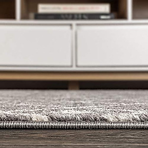 JONATHAN Y MOH208C-28 Aksil Moroccan Beni Souk Indoor Farmhouse Area-Rug Bohemian Minimalistic Geometric Easy-Cleaning Bedroom Kitchen Living Room Non Shedding, 2 ft x 8 ft, Gray/Cream