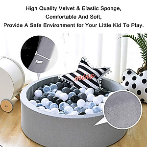 Triclicks Deluxe Kids Ball Pit Kiddie Balls Pool Soft Baby Playpen Indoor Outdoor - Ideal Gift Play Toy for Children Toddler Boys Girls (Grey)