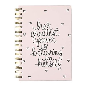 Dayna Lee Collection 6x8 Wirebound Hard Cover Notebook, 200 Pages, Acid-Free Ruled Sheets, Her Greatest Power