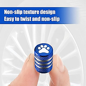 Hawyet 5 PCS Tire Valve Stem Caps, Dog Paw Tire Covers, Aluminum Alloy Car Anti-dust Caps, Universal for Most Cars (Blue)