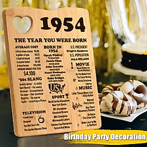 BackURyear 70th Birthday Gifts for Women Men, 70th Birthday Presents for Her Him, 70 Years Old Birthday Decorations, Born in 1954- Turning Seventy, 70th Birthday Cutting Board Gifts