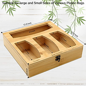 Bothixi Bamboo Ziplock Bag Storage Organizer for Kitchen Drawer, Bamboo Baggie Organizer,Openable Food Storage Bag Holders Compatible With Gallon, Quart, Sandwich & Snack Variety Size Bags