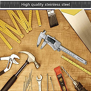Digital Caliper Micrometer Measuring Tool - Stainless Steel Electronic Vernier Calipers, 6 Inch /150mm IP54 Waterproof Accurate Gauge with LCD Screen Inch Fractions Millimeter Conversion