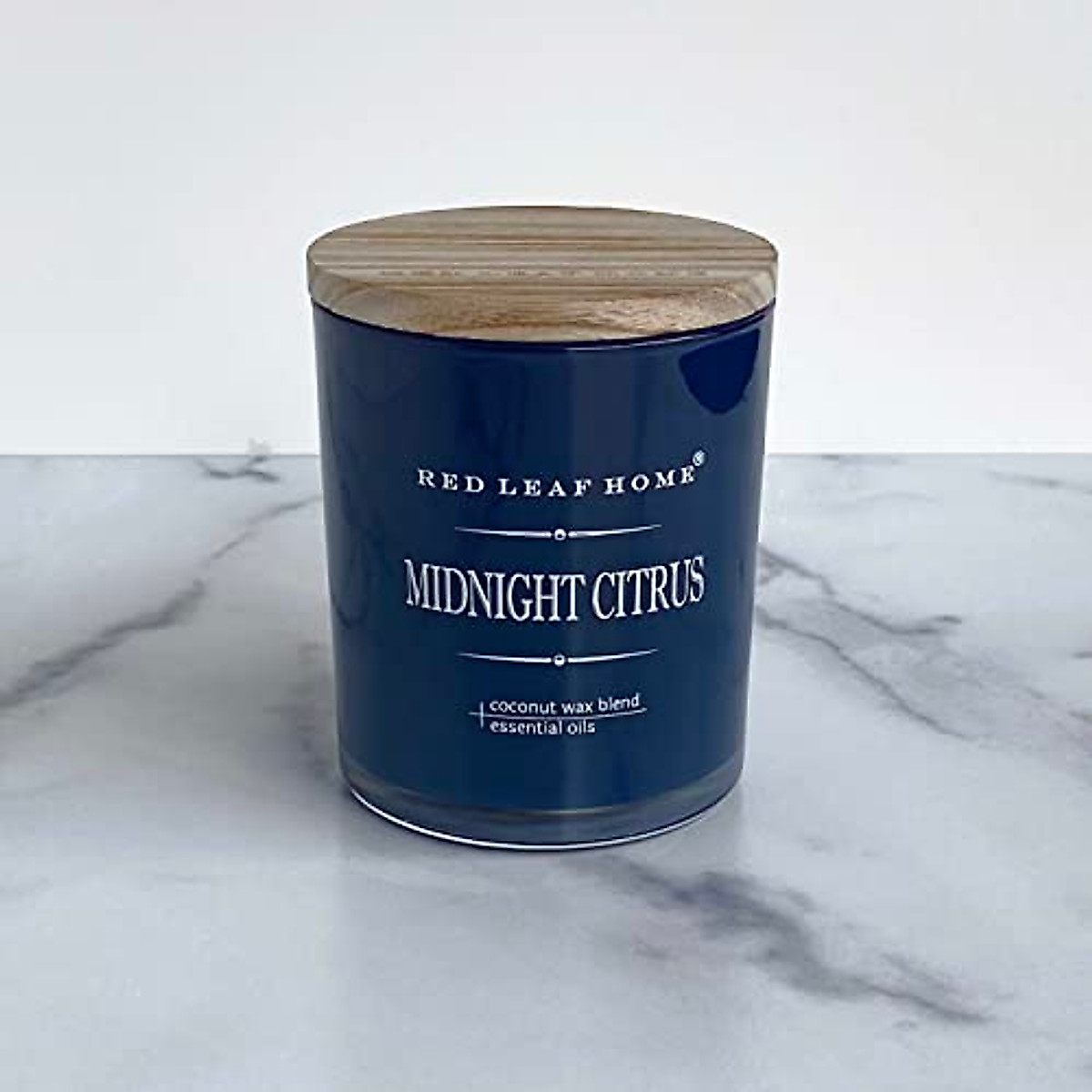 Red Leaf Home | Midnight Citrus Candle with Wooden Lid | Large | Aromatherapy | The Man Collection | 15.5oz Jar
