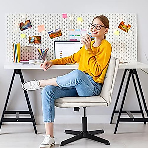 LEMBERI PU Leather Armless Office Desk Chair No Wheels,Criss Cross Legged Home Office Wide Padded Swivel Vanity Chair,120°Rocking Mid Back Ergonomic Computer Task Chair for Make Up,Small Space