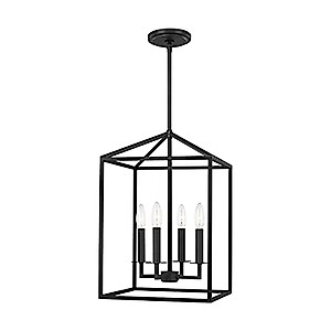 Generation Lighting 5215004-112 Perryton Small Four - Light Hall/Foyer Hanging Modern Fixture, Midnight Black