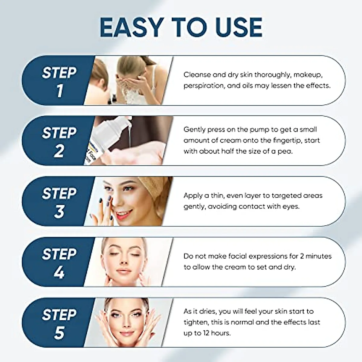 Instant Face Lift Cream, Temporary Skin Tightening Cream to Smooth Fine Lines and Wrinkle, Visibly Firming Loose Sagging Skin for Face and Neck