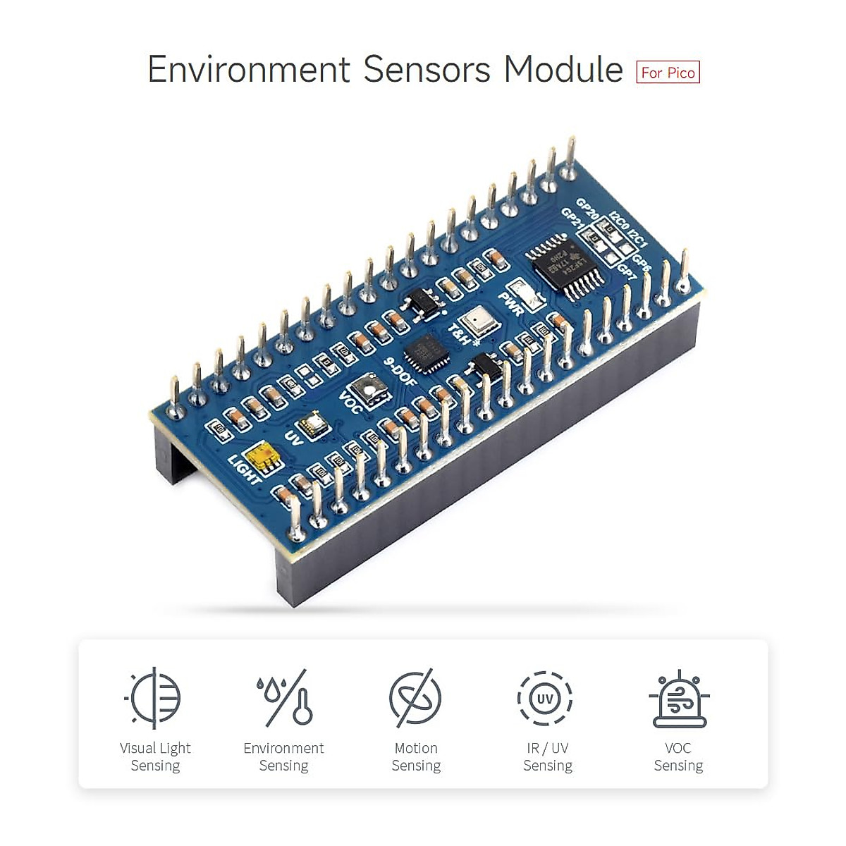 Waveshare Environment Sensors Module for Raspberry Pi Pico 2C Bus