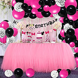 Rose Red Black Hot Pink Balloon Garland Arch Kit - 117PCS Rose Red Hot Pink Black Balloon Silver Confetti Balloons for Girl 16th 18th 21th Birthday Baby Shower Graduation Bachelorette Party