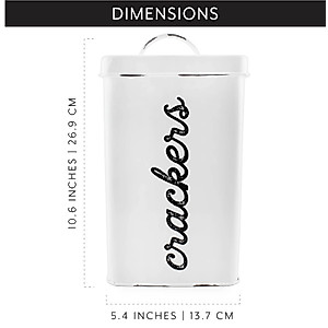 AuldHome Design Rustic White Cracker Tin; Square Enamelware Classic Cracker Canister