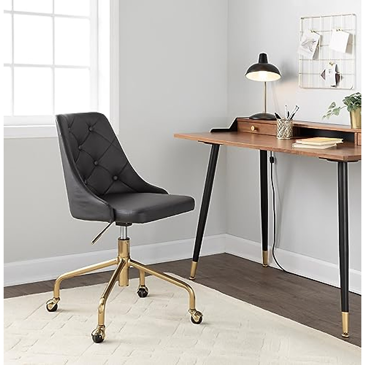 LumiSource Marche Office Chair, Home Office Chair with Wheels, Leather Desk Chair, Computer Chair, Home Office Desk Chair Comfy, Contemporary Desk Chair