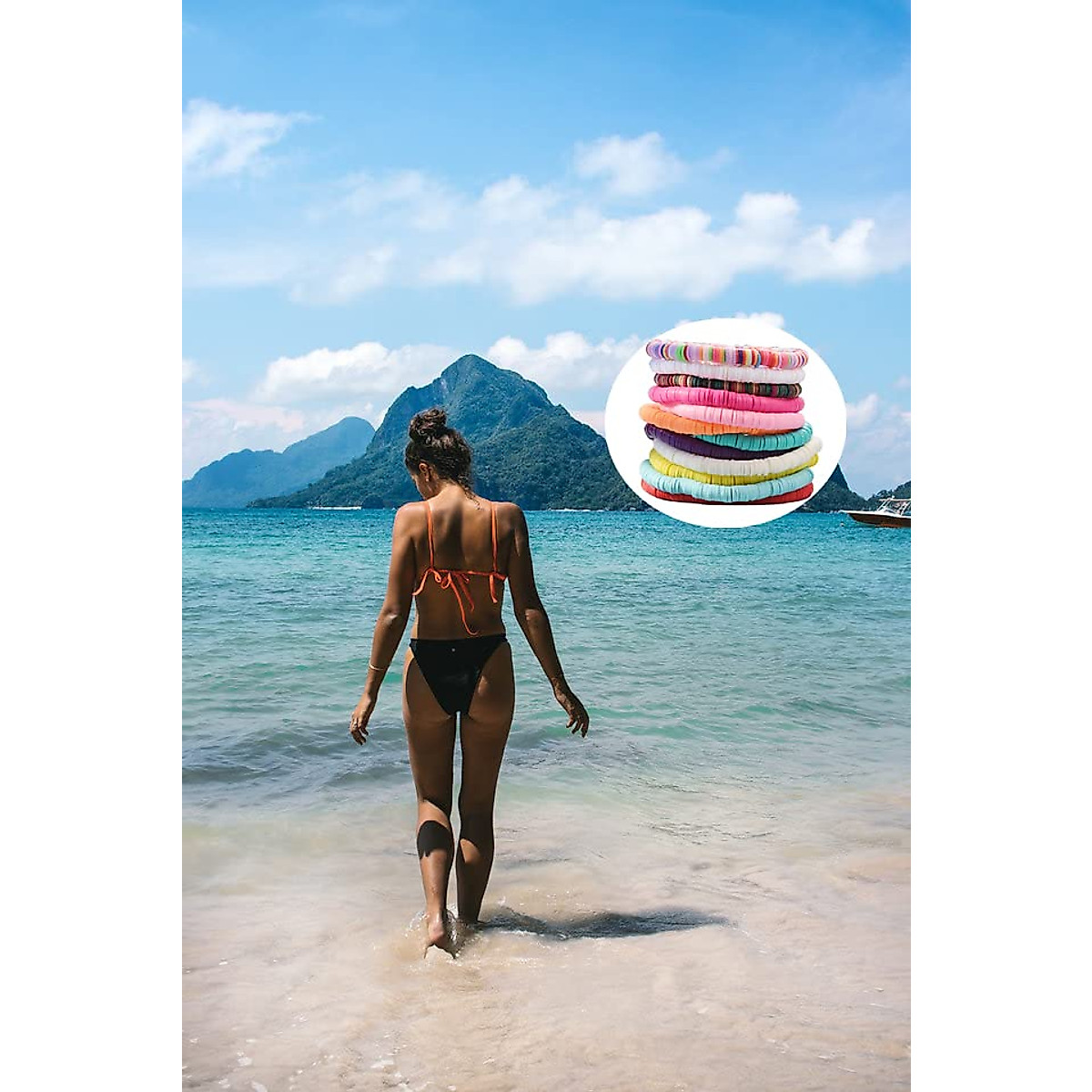 HYHONEY 12pcs Heishi Bracelet Cute Bracelets Clay Bead Bracelet Bracelets Set Stack Vinyl Disc Bead Surfer Stretch Bracelets Summer Beach Bracelet Bracelets For Women