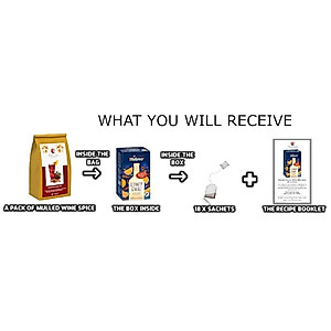 Genuine German Mulled Wine Spice Mulling Spices Mix Gluhwein - 18 x 0.5Oz Sachets - Glühwein Gewürz by Meßmer – with Helen’s Own Recipe Instruction Booklet – Winter Punch spice mix