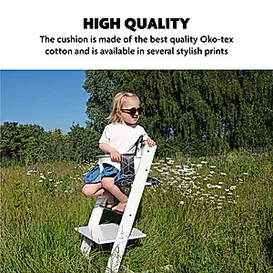 UKJE Cushion Compatible with Stokke Tripp Trapp - Soft Seat for Infants, Babies & Toddlers, High Chair Accessories, Cotton Fabric Insert, Easy to Install, Handmade in Europe (Black Geometric)