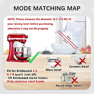 KSMBLPS Pouring Shield Fit For kitchenaid 5.5, 6, 7, 8 Quart Stainless Steel Bowl(Diameter is Between 9.1~9.6 IN), Splash Guard Bowl-Lift Stand Mixer Accessories Three-Year Free Replacement
