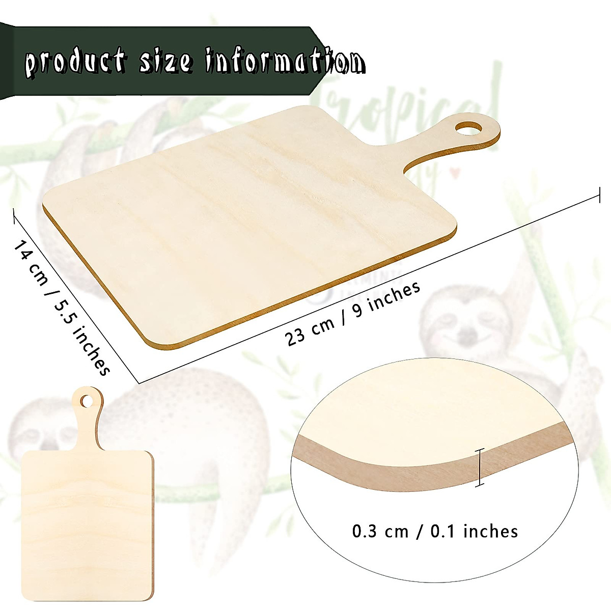 6 Pieces Mini Wooden Cutting Board with Handle Paddle Chopping Board Small Kitchen Serving Board Wooden Cooking Butcher Block for Christmas DIY Home Kitchen Cooking Vegetables Decor (9.1 x 5.5 Inch)