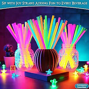 Concession Essentials Neon Jumbo 7.75 UN 500 Neon Jumbo Straws, 7.75" Unwrapped 500ct (Pack of 500), Multi Neon (CENeon7.75Unwrapped-500CT)