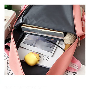5Pcs Cute Backpack Set Kawaii School Bags Supplies Laptop Bookbag Aesthetic Ita Bag Back to School Stationary Accessories (Black)