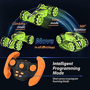AONGAN Remote Control Car, 360°Drift Stunt Car, Gesture Control RC Car, Toy for Kids Age 6-15(Green)