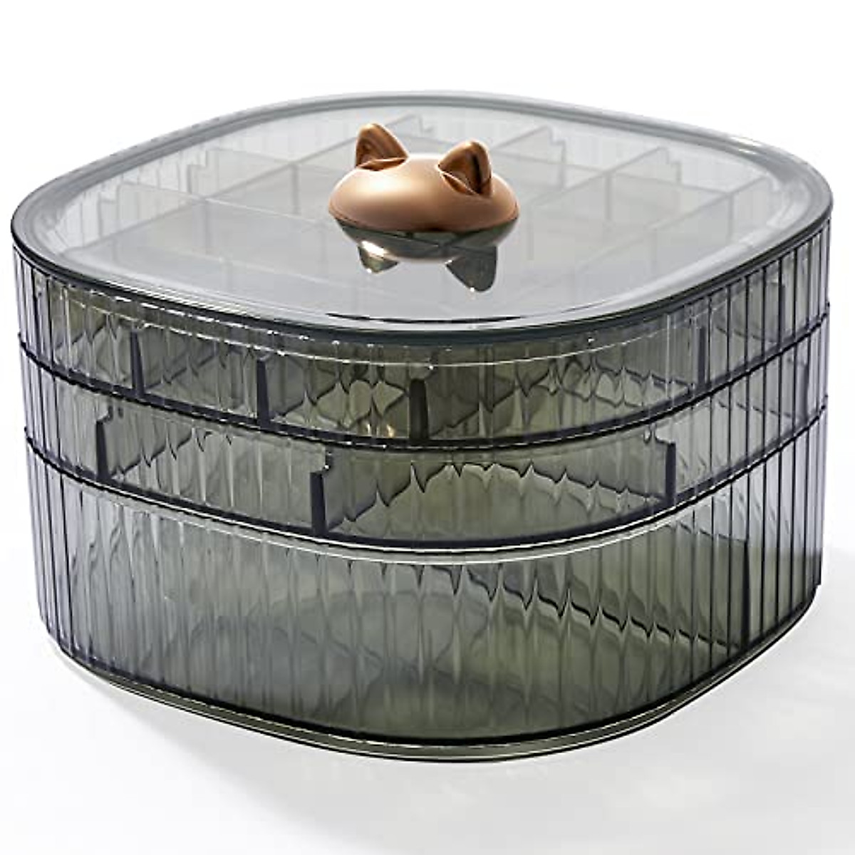 Sunkaioo Acrylic Jewelry Organizer,Stackable 3-Layers Clear Jewelry Box with Lid,Jewelry Boxes for Women Girls,Earring Organizer Display Holder for Earrings Ring Studs Bracelet Necklace Crafts(Green)