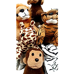 Playscene Suede Jungle/Zoo Animals, Assorted Suede Plush Jungle Animals (12 Piece Set)