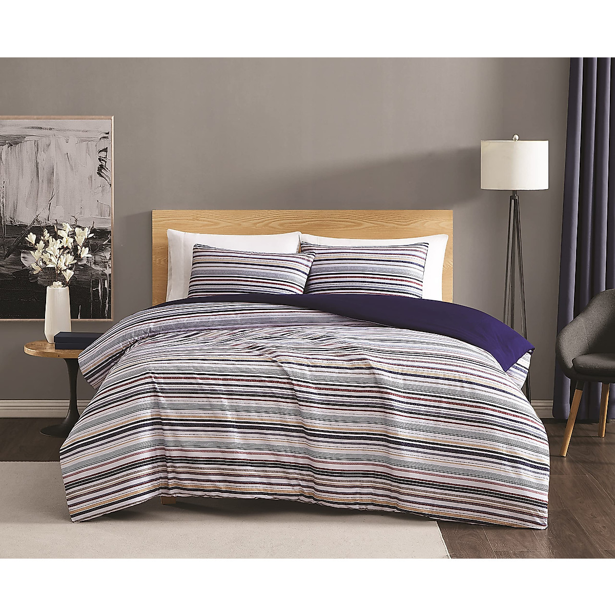 Truly Soft Teagan Stripe Stripe Full/Queen 3 Piece Duvet Cover Set