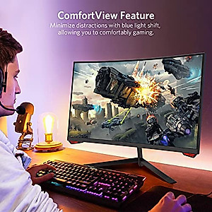 Fiodio 24'' 165Hz Refresh Rate Curved Monitor Full HD 1080P with HDMI Display Ports, VESA Compatible, Free-Tearing Eye Care Monitor for Home Office and Gaming (DP Cable Included)