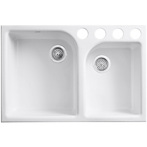 Kohler K-5931-4U-0 Executive Chef Undercounter Kitchen Sink, White
