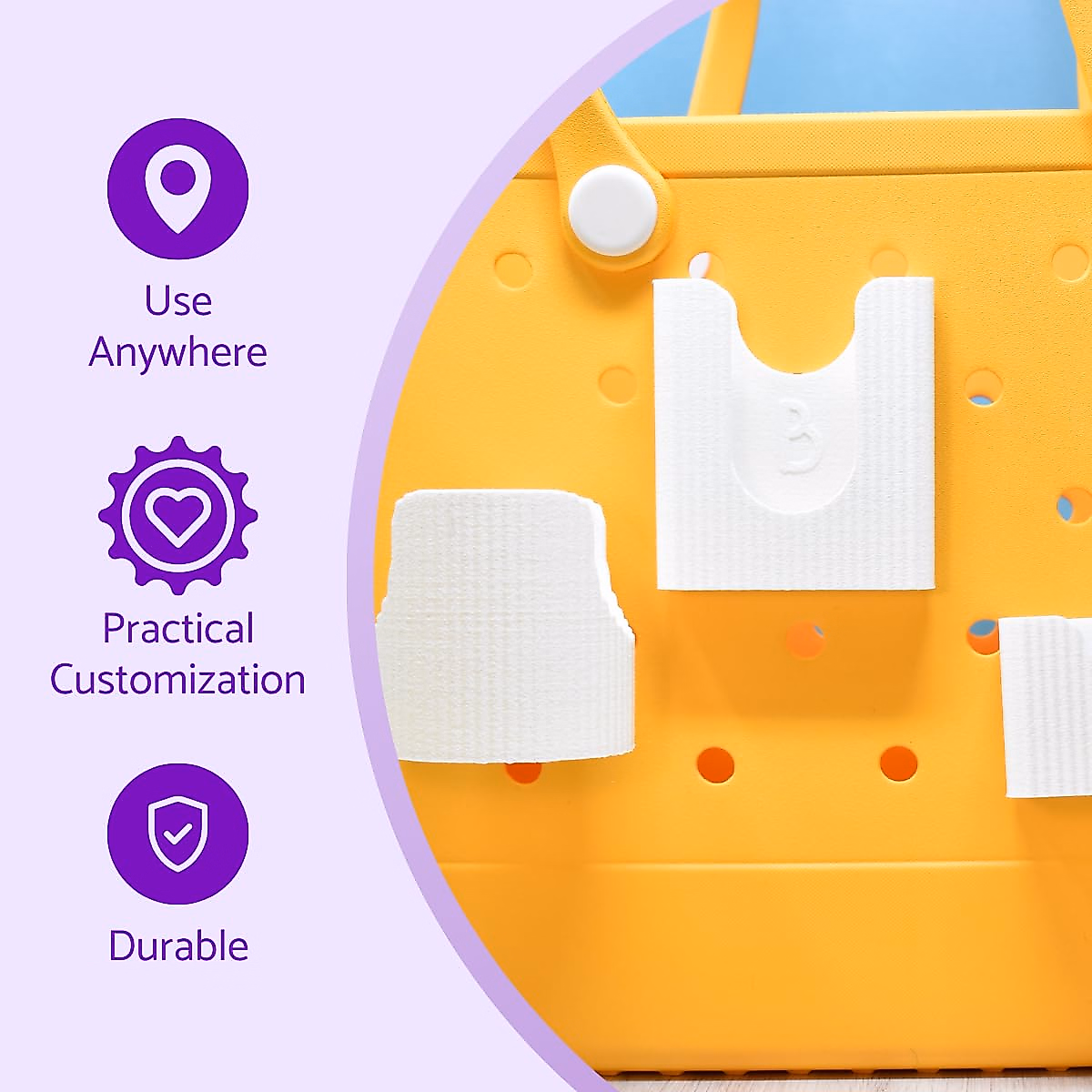 BAGLETS - The Premium Collection Ultimate Bundle - For Bogg Bags & Other Totes - Phone Case Holder, Key & Wallet Holder, Carabiner Key Holder, Bottle Holder Accessory & Sunglasses Holder - White