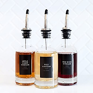 Black Oil Bottle Labels Stickers - 54 Pantry Labels for Vinegar & Oil Dispenser Bottles Condiment Labels - Oil Jar Labels Pantry Stickers - Kitchen Stickers Waterproof Oil Bottle Labels Stickers